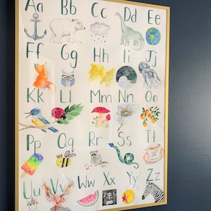 Illustrated Alphabet Poster, Alphabet Print, ABC Poster, Digital Print ...