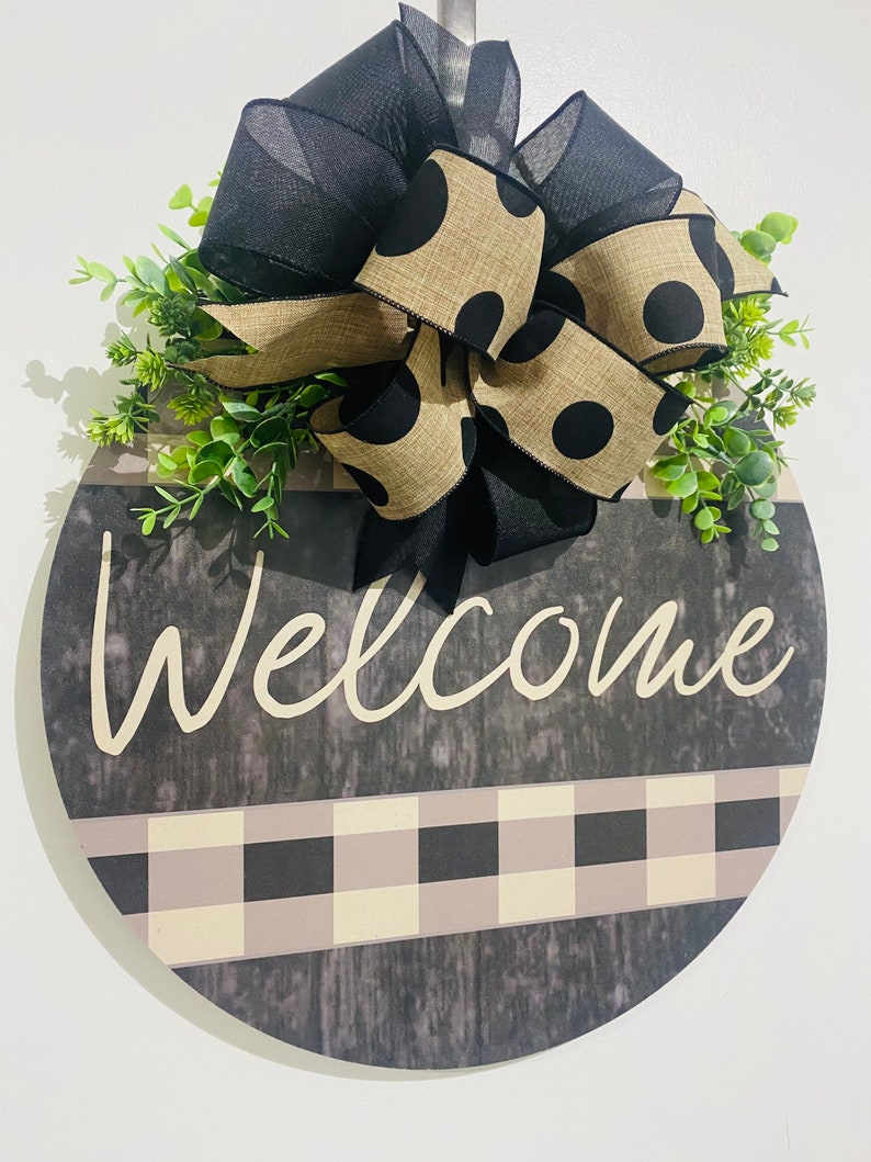 Welcome Door Hanger Door Sign Front Door Decor Round Door - Etsy