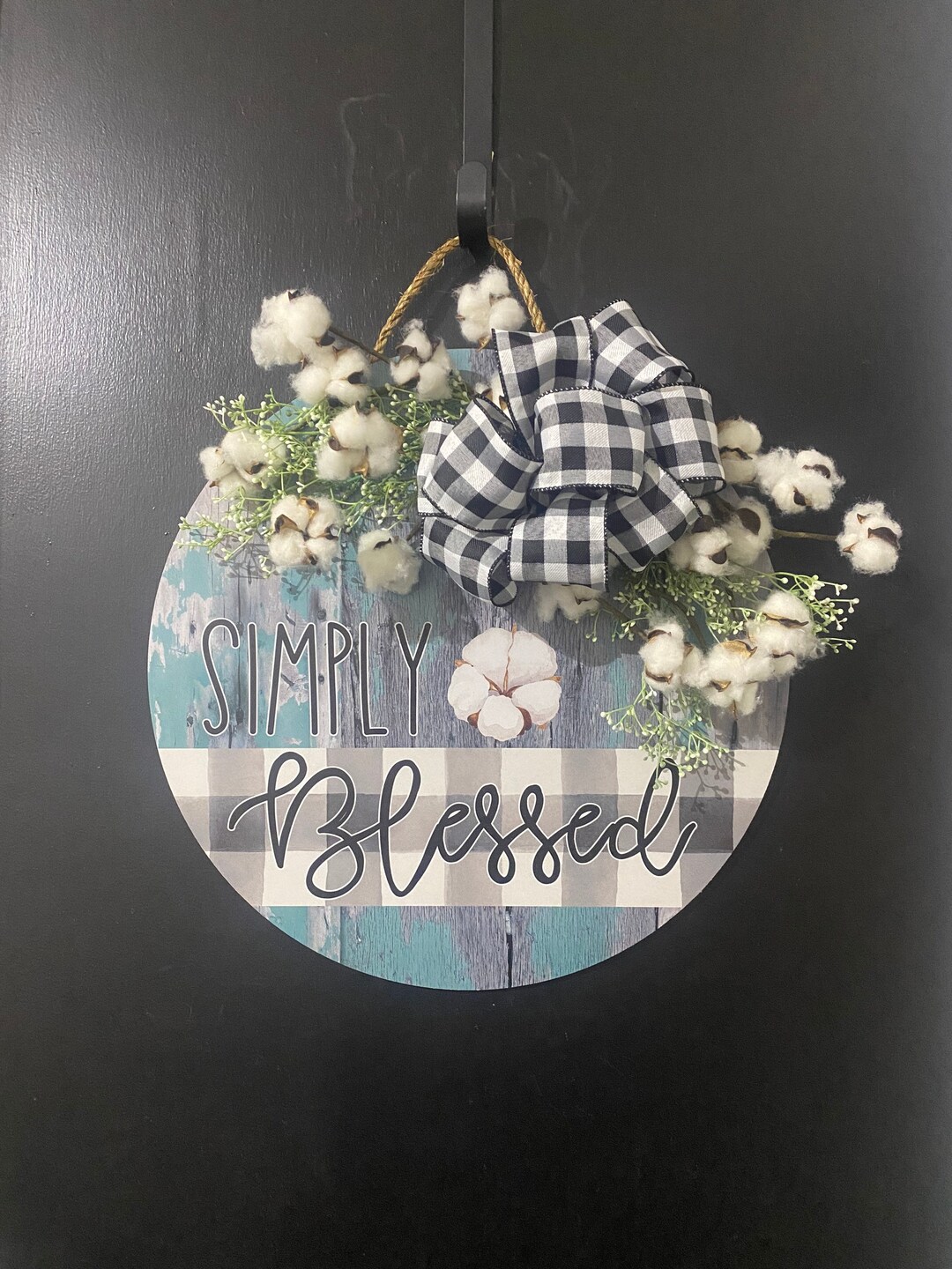 SALE!! Simply Blessed door hanger, Door sign, Front door decor, Round ...