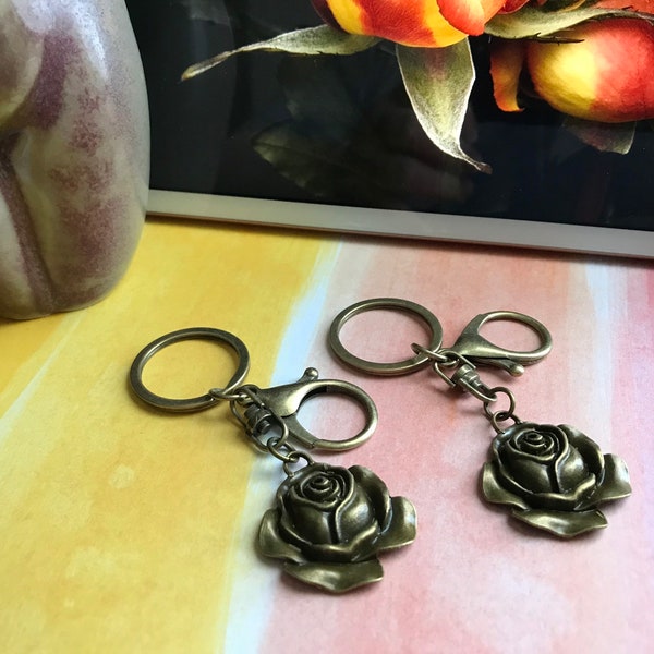 Rose Keychain - Etsy