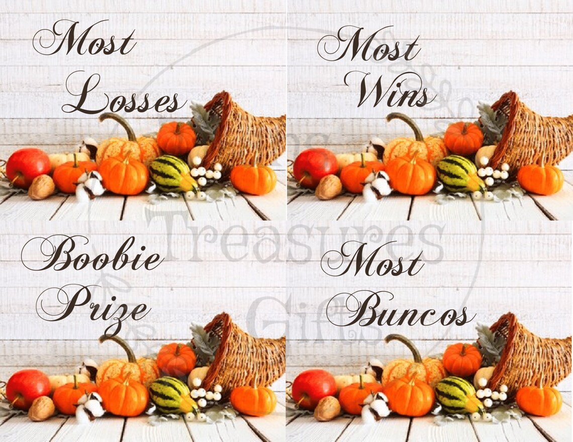 Thanksgiving Cornucopia Bunco Score Cards, Table Tents, Tally Sheet ...