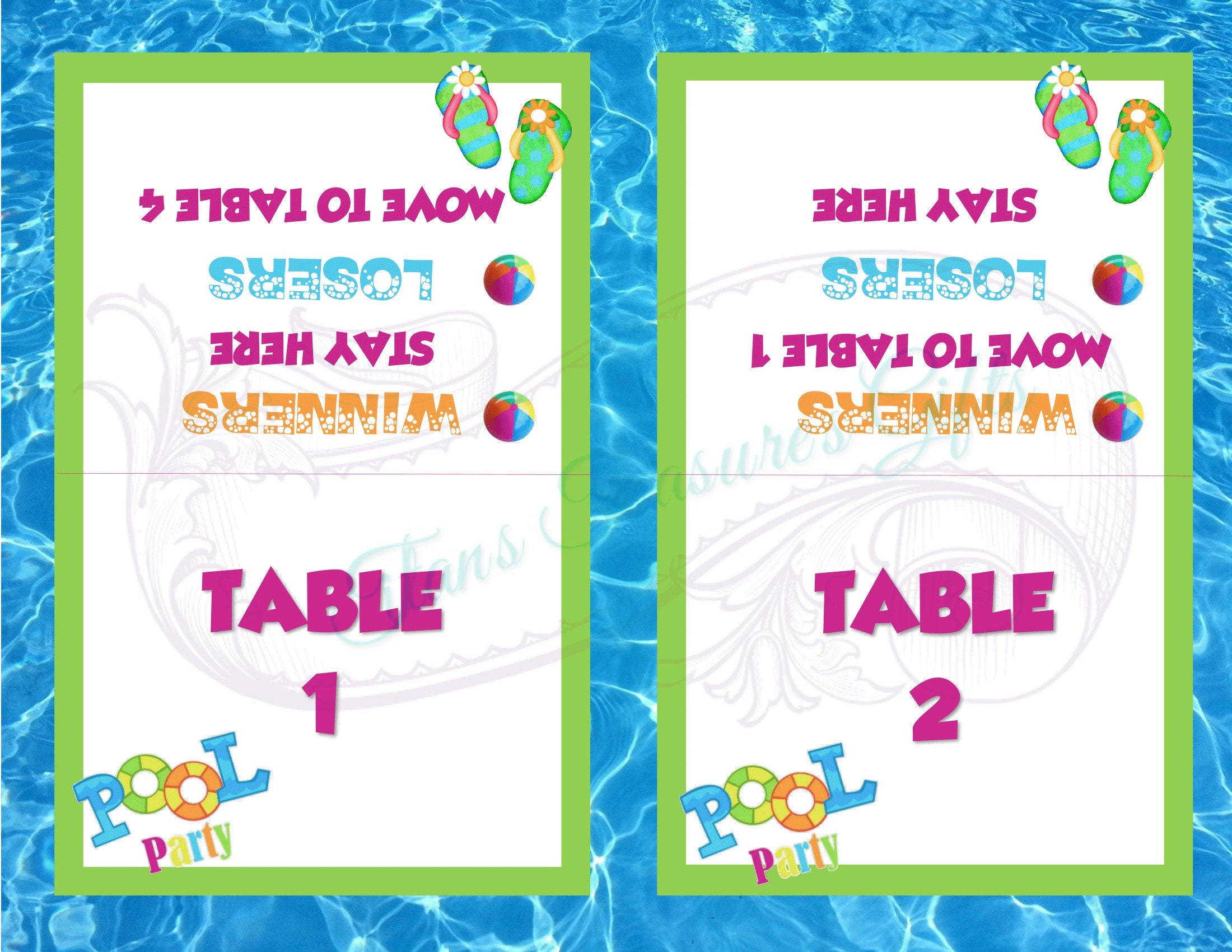 Pool Party Bunco Score Cards and Table Tents - Digital Downloads - PDF ...