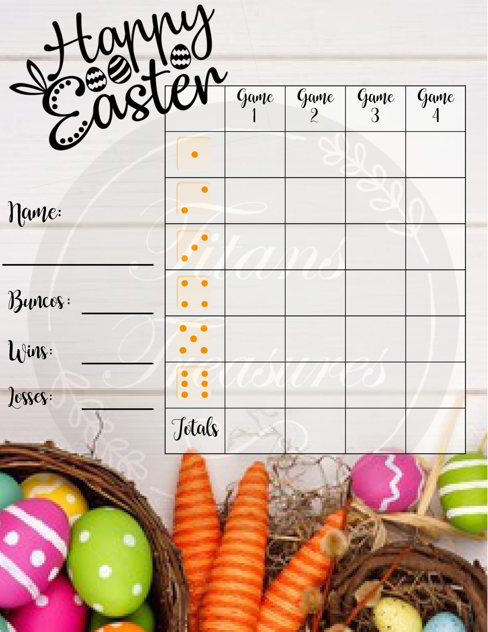 Easter Bunco Score Cards Table Tents Tally Sheet & Prize | Etsy