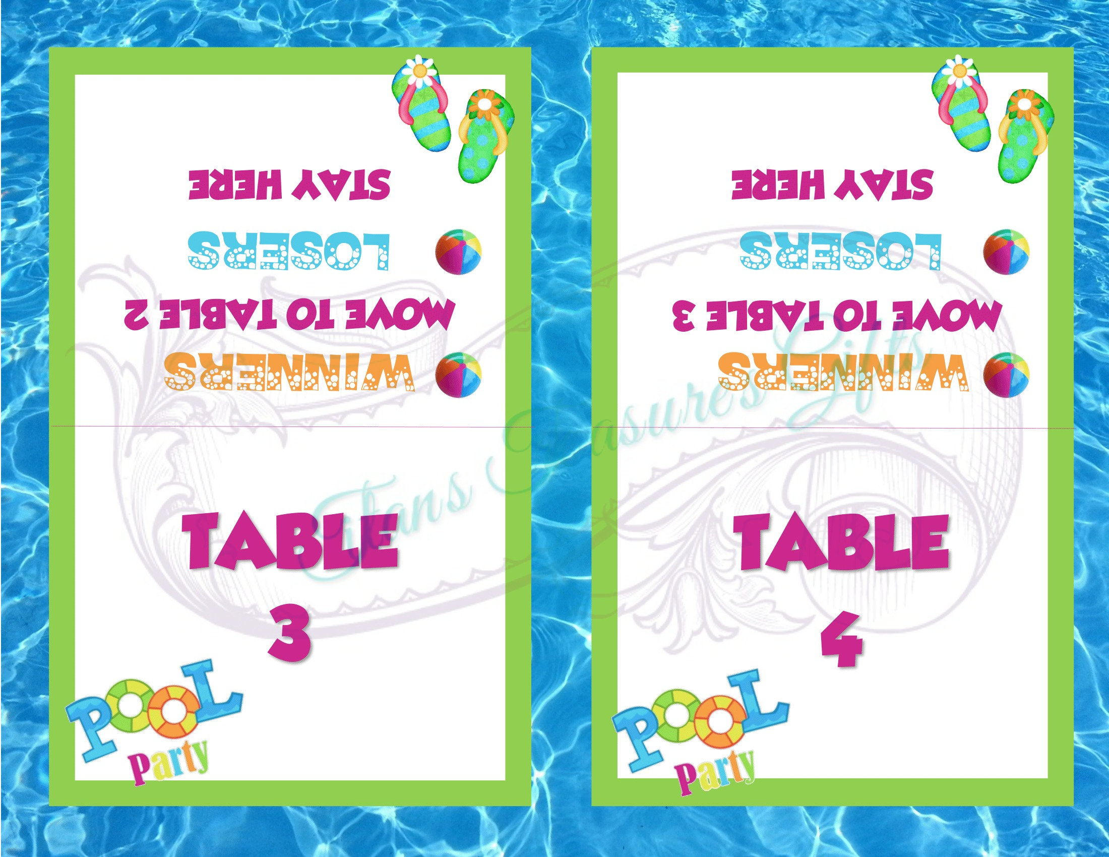 Pool Party Bunco Score Cards and Table Tents - Digital Downloads - PDF ...