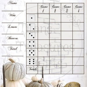 Thanksgiving Bunco Score Cards, Table Tents, Tally Sheet & Prize Tags ...