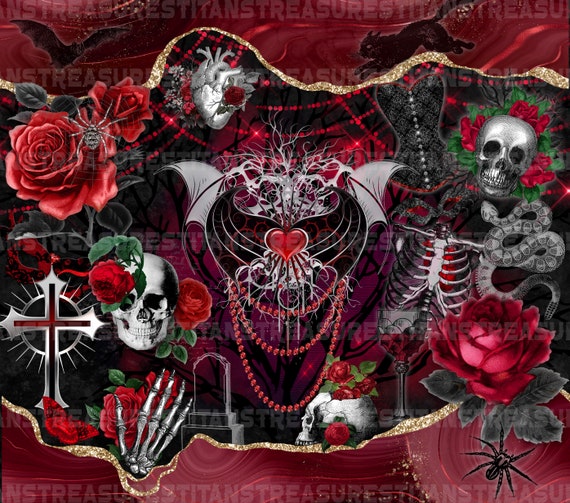 Vampire Skulls With Roses