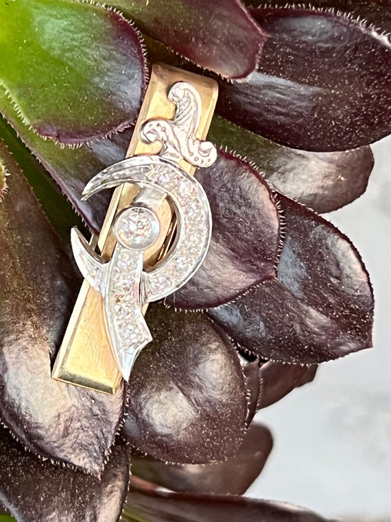 Vintage 14k Gold and Diamond Shriners Scimitar Sword … - Gem