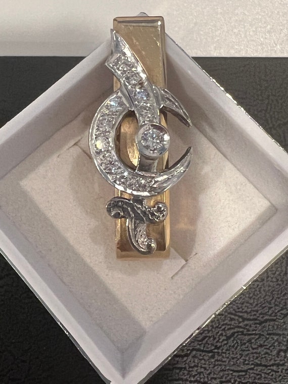 Vintage 14k Gold and Diamond Shriners Scimitar Sword … - Gem