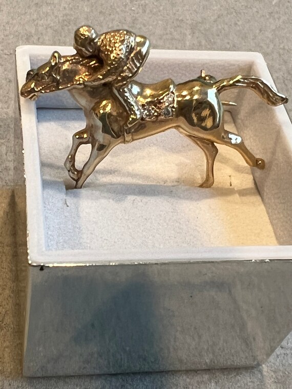 Vintage 14k gold Race horse and Jockey Equestrian Rid… - Gem