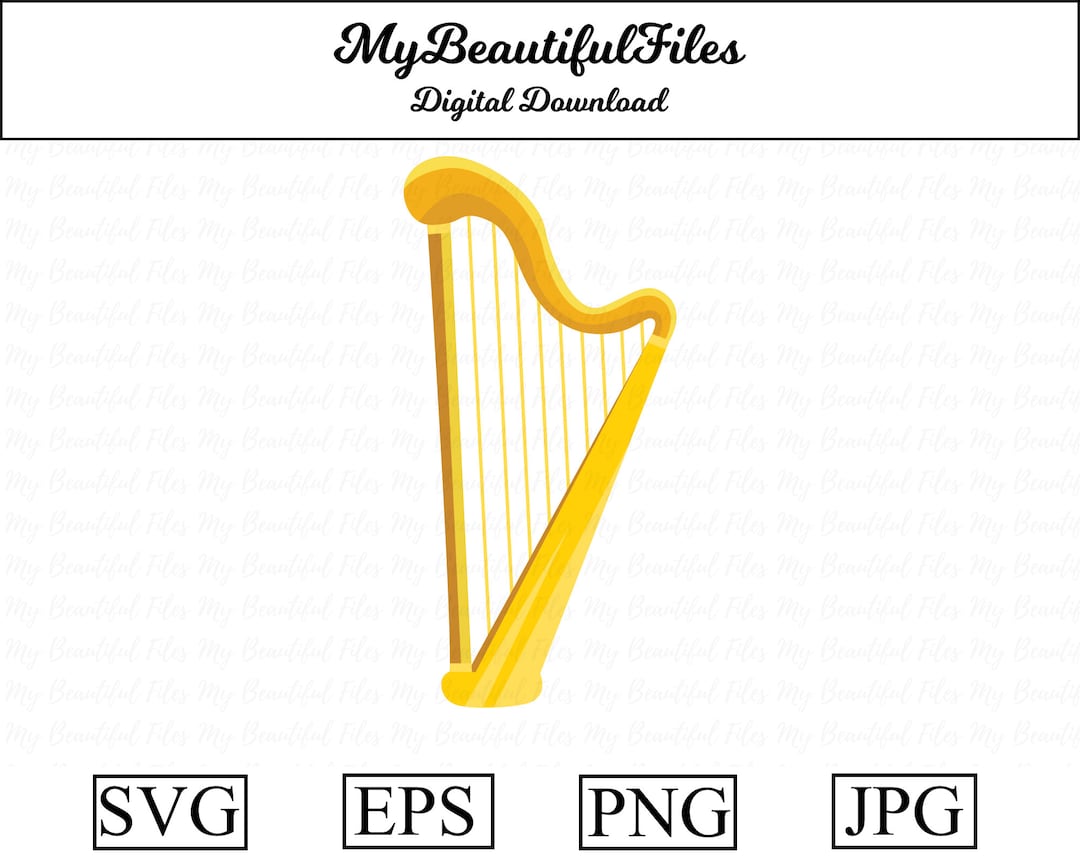 Harp SVG,PNG Digital Download Cute Harp File for Printable Art - Etsy