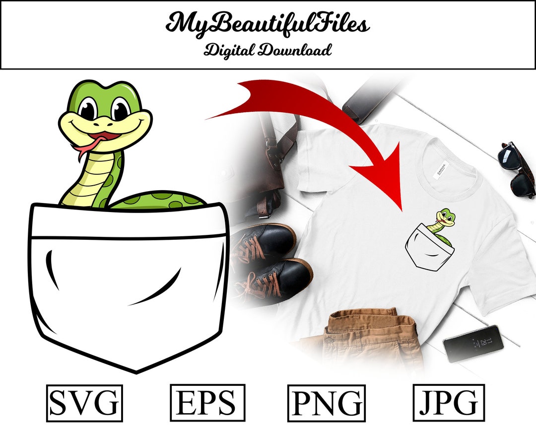 Pocket Snake SVG,PNG Digital Download Cute Snake File for Printable Art ...