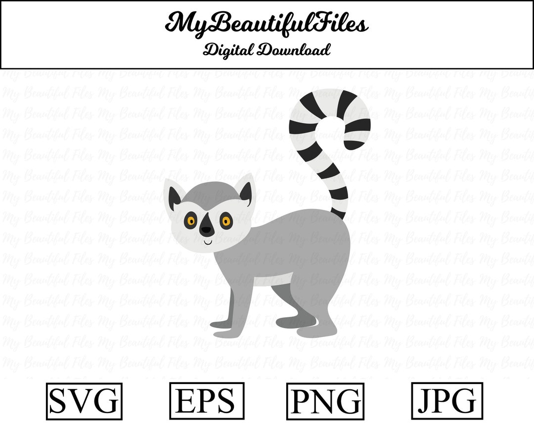 Lemur SVG,PNG Digital Download Cute Lemur File for Printable Art ...