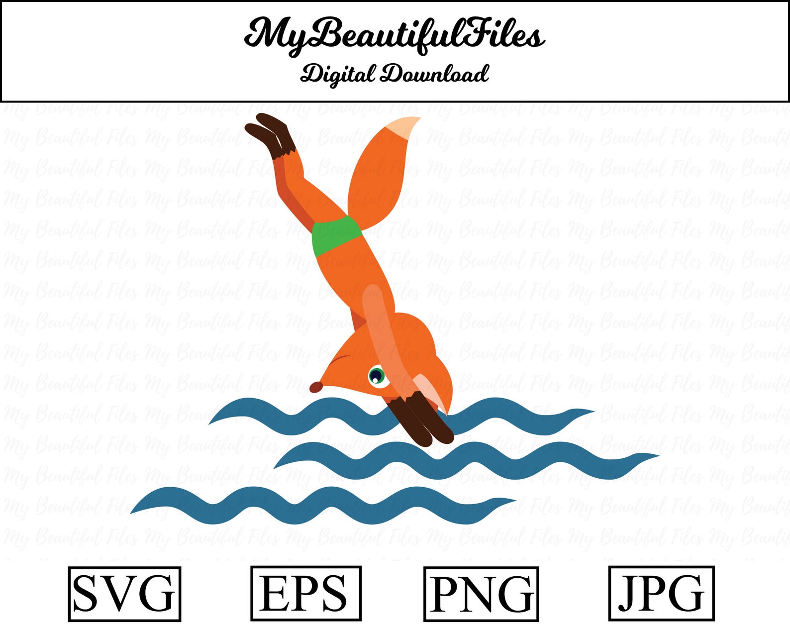 Fuchs Schwimmen SVG PNG digitaler Download süße | Etsy