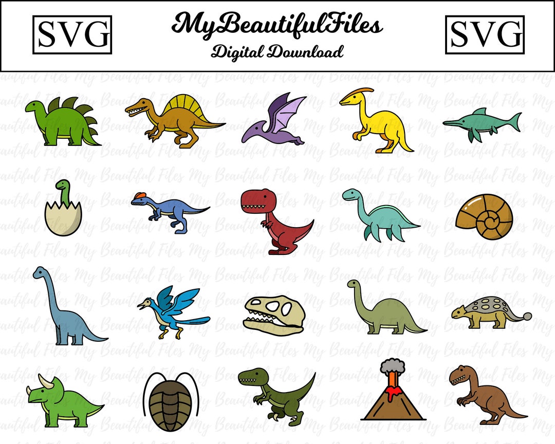 Dinosaurs SVG Bundle Digital Download Dinosaurs File for Printable Art ...