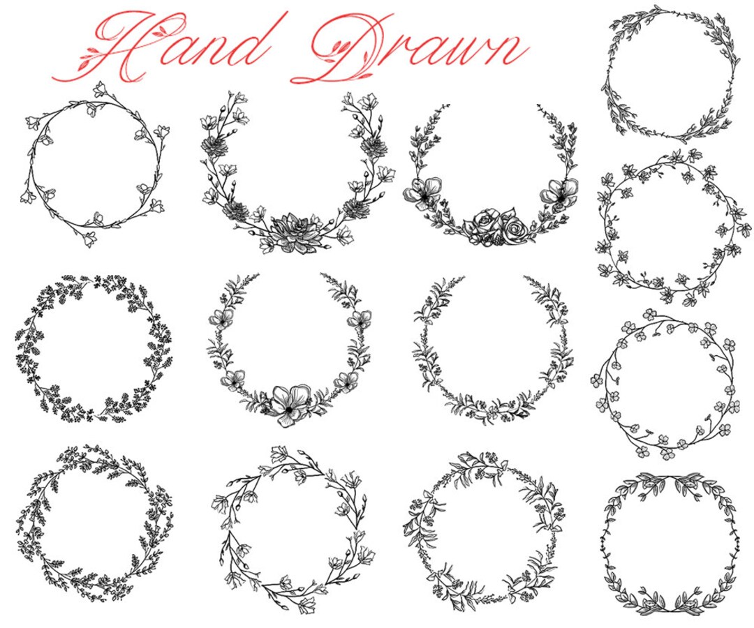 Hand Drawn Wreath SVG and PNG Digital Download Wreath File for ...