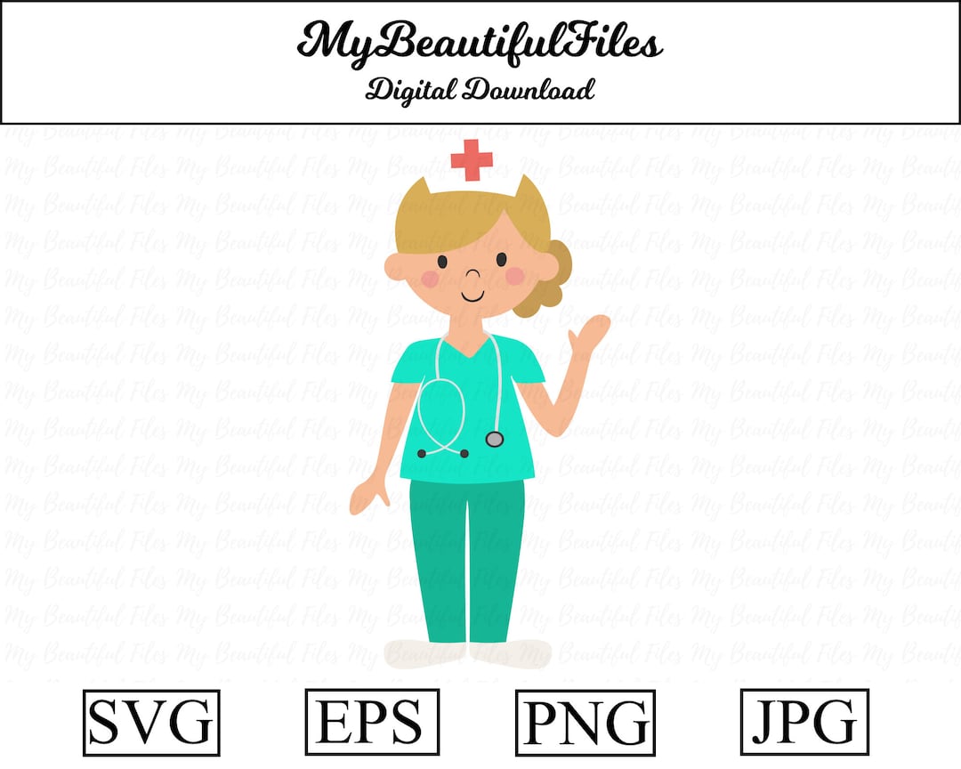 Nurse SVG,PNG Digital Download Cute Nurse File for Printable Art ...