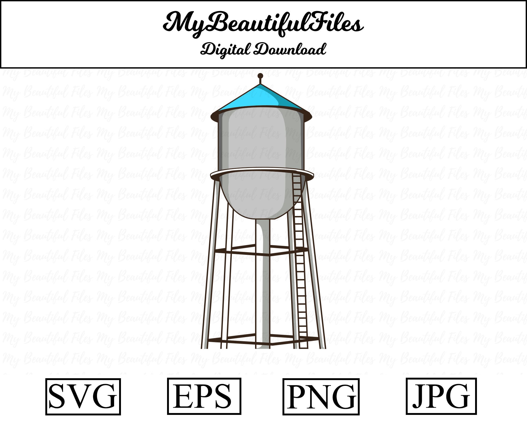 Water Tower SVGPNG Digital Download Water Tower File for - Etsy