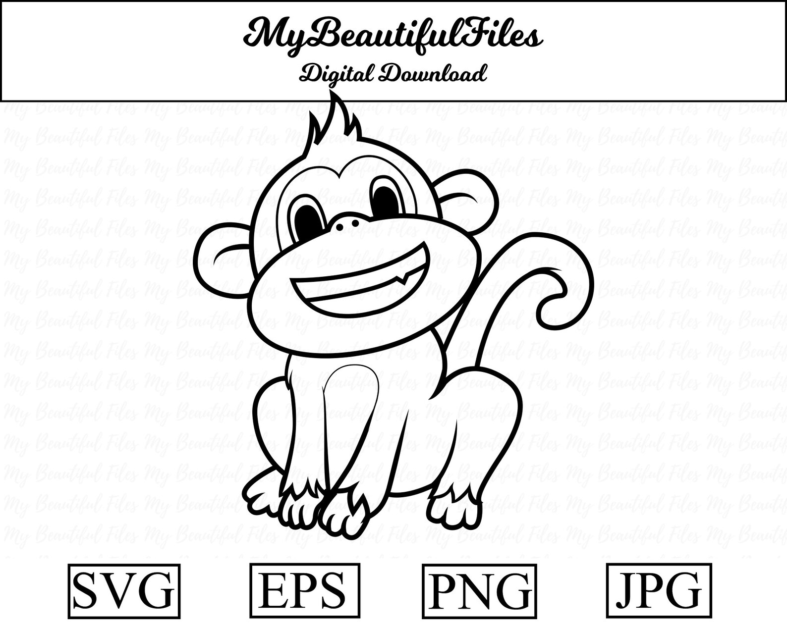 Mono SVG,PNG Descarga digital Archivo de mono lindo para el arte ...