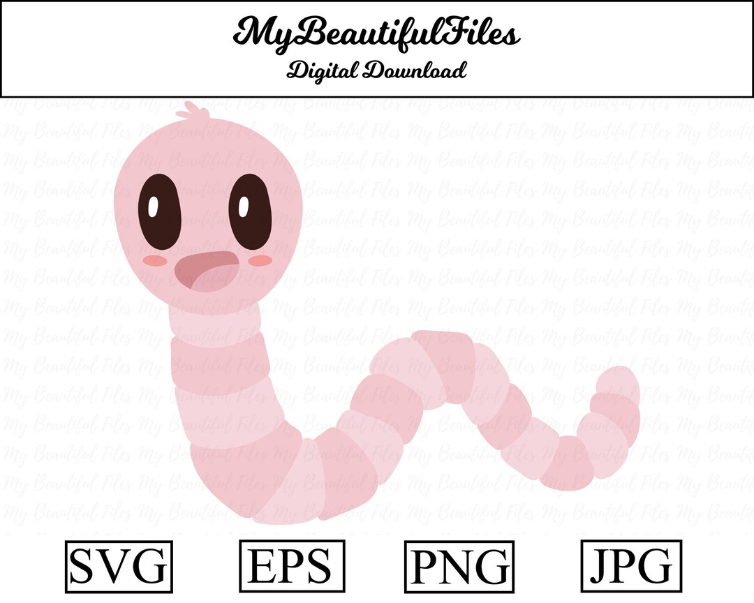 Earthworm SVG,PNG Digital Download Cute Earthworm File for Printable ...