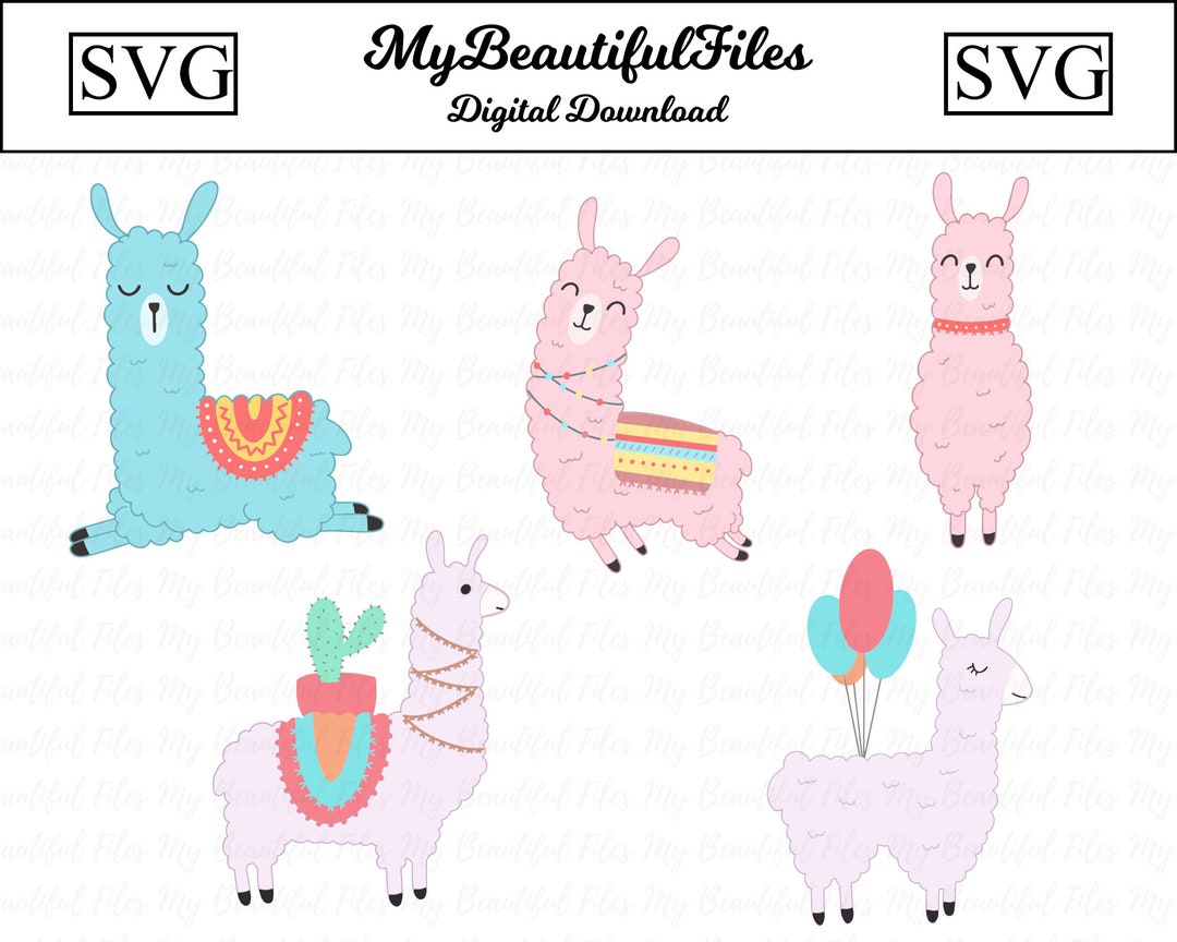 Llamas SVG Bundle Digital Download Cute Llamas File for Printable Art ...