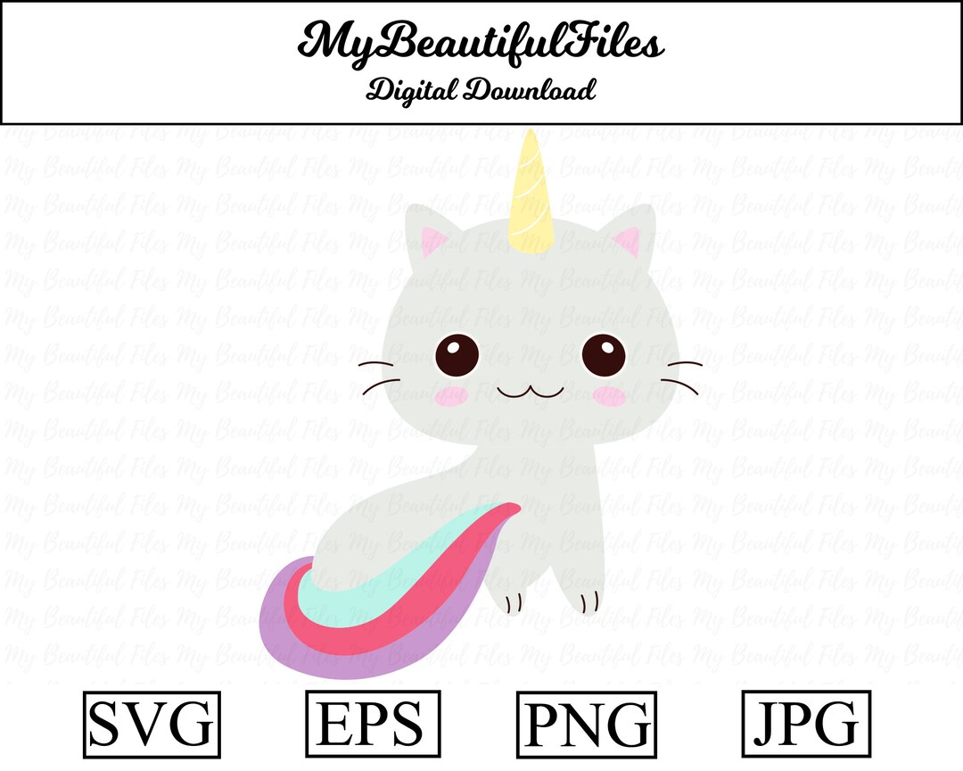 Caticorn SVG,PNG Digital Download Cute Caticorn File for Printable Art ...