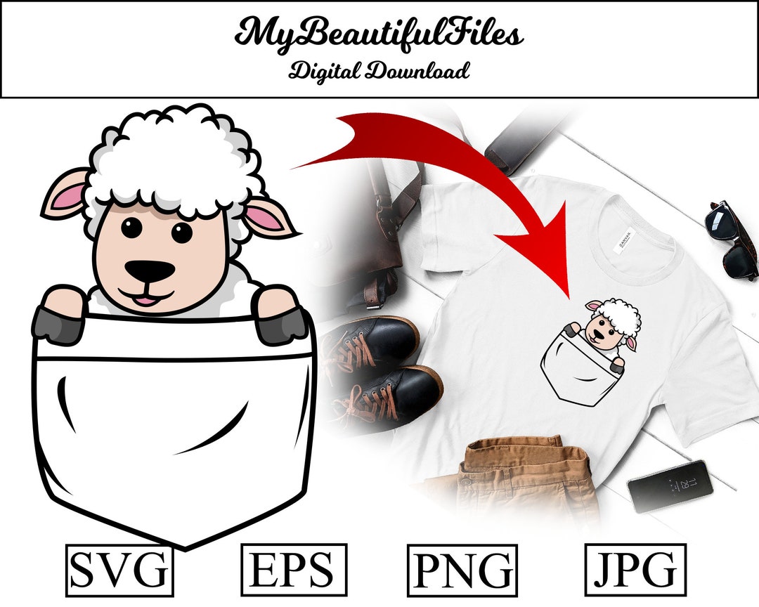Pocket Sheep SVG,PNG Digital Download Cute Sheep File for Printable Art ...