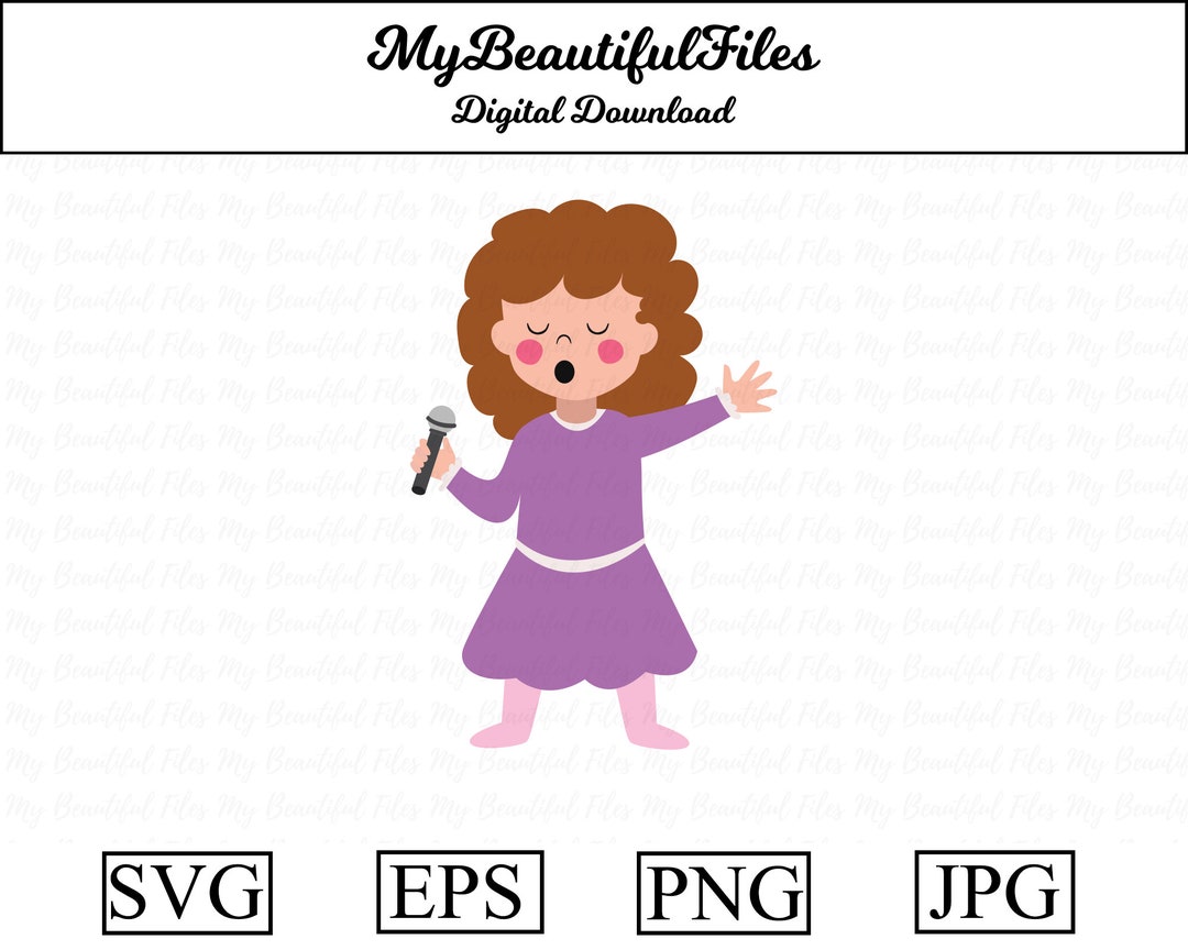 Girl Singing SVGPNG Digital Download Cute Singing File - Etsy
