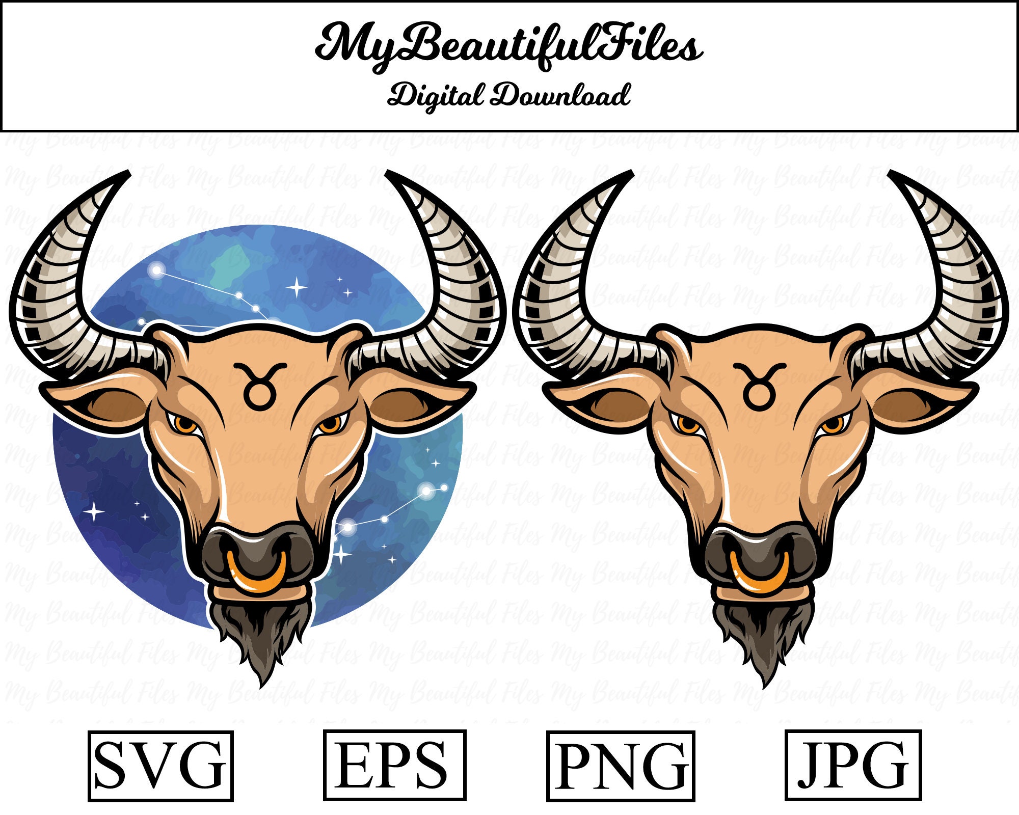 Drawing & Illustration Art & Collectibles Taurus SVG Illustration ...