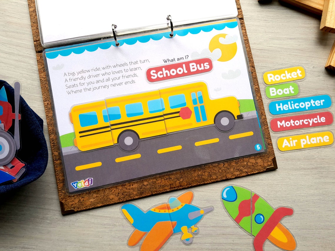 Montessori Busy Book Printable Transportation Quiet Book for - Etsy