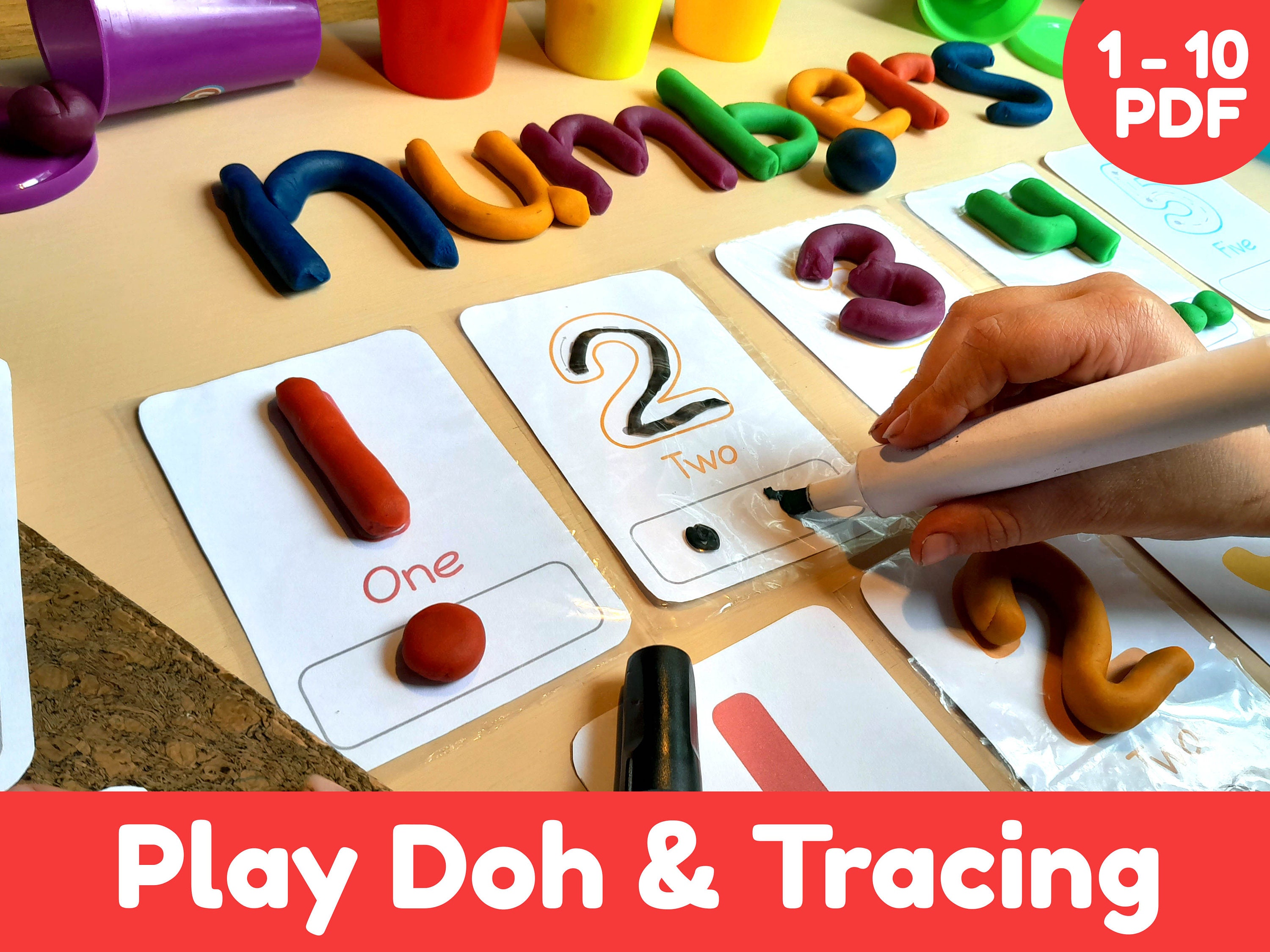 Play Doh Mats Montessori Printable Activity Numbers Tracing Playdough ...