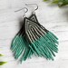 Aqua Seed Bead Earrings Aqua Dipped Fringe Earrings Gray - Etsy