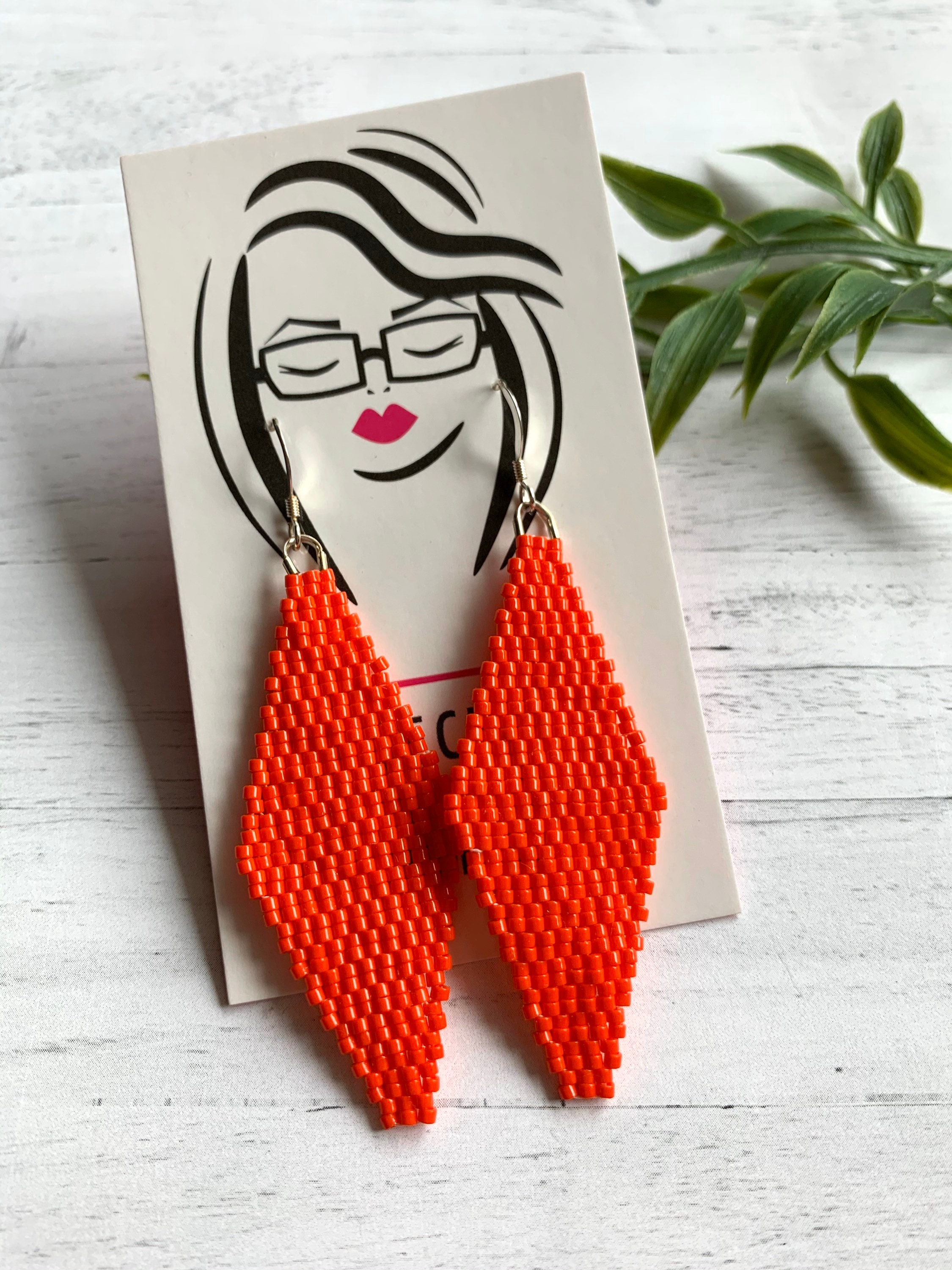 Orange Earrings Bright Earrings Fluorescent Earrings Diamond Earrings ...