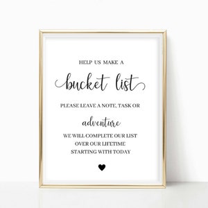 Wedding Bucket List Sign, 8x10, Printable Marriage Bucket List Table ...