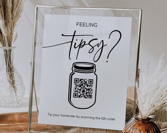 Bartender Feeling Tipsy Tip Sign. Virtual Tip Jar. Scan to Pay - Etsy
