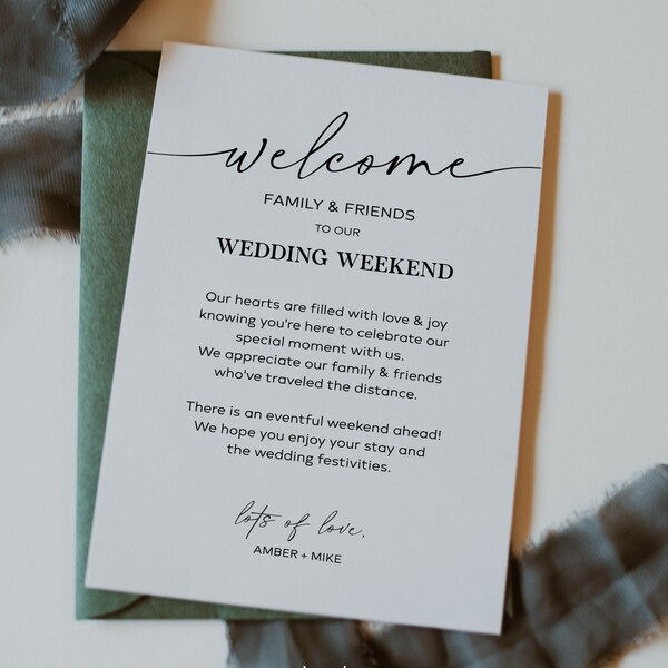 Wedding Welcome Note - Etsy