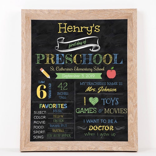 Reusable Back to School Chalkboard First Day of School Sign - Etsy