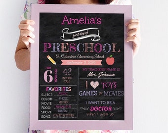 First Day of School Sign Back to School Chalkboard Poster - Etsy