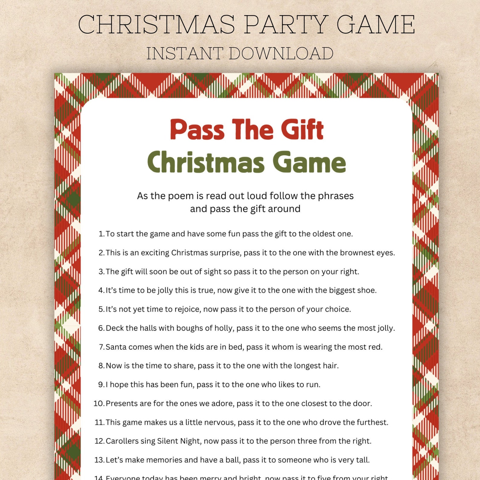 Pass the Gift Christmas Game Printable, Office Christmas Party Game ...
