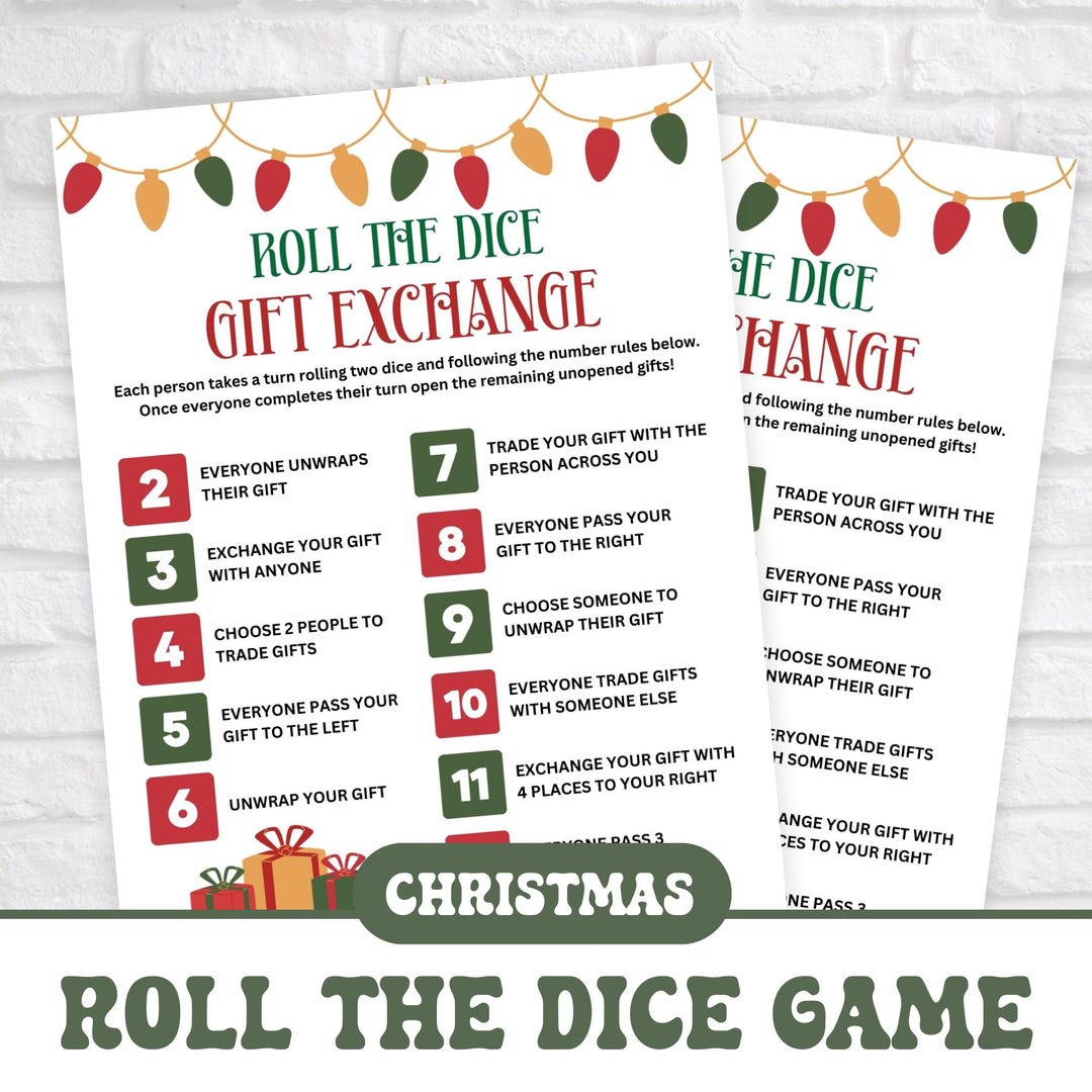 Roll the Dice Printable, Christmas Party Game, Office Christmas Party ...