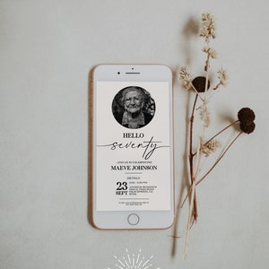 TARA - 70th Birthday Invitation With Photo Template, 70th Birthday E ...