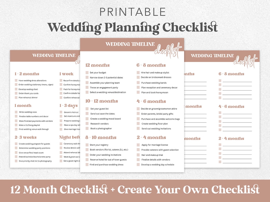 Wedding Planning Timeline, Wedding Checklist, Wedding Planner Printable ...