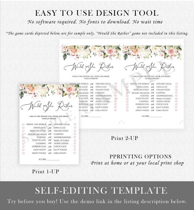 Blush Floral Advice For The Bride To Be Cards Editable Advice Etsy Canada
