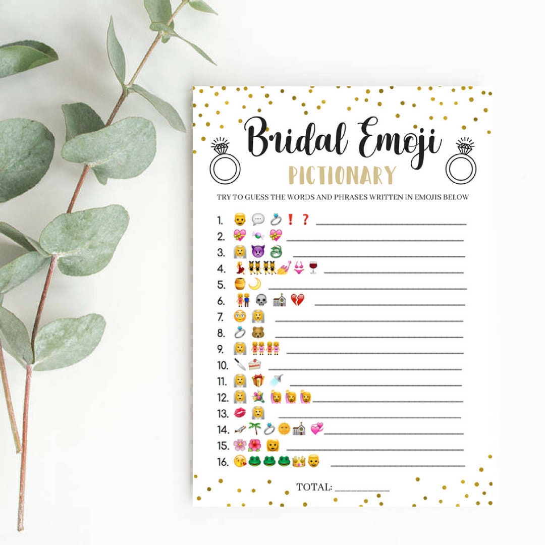 Bridal Emoji Pictionary Game with Answers Bridal Shower | Etsy