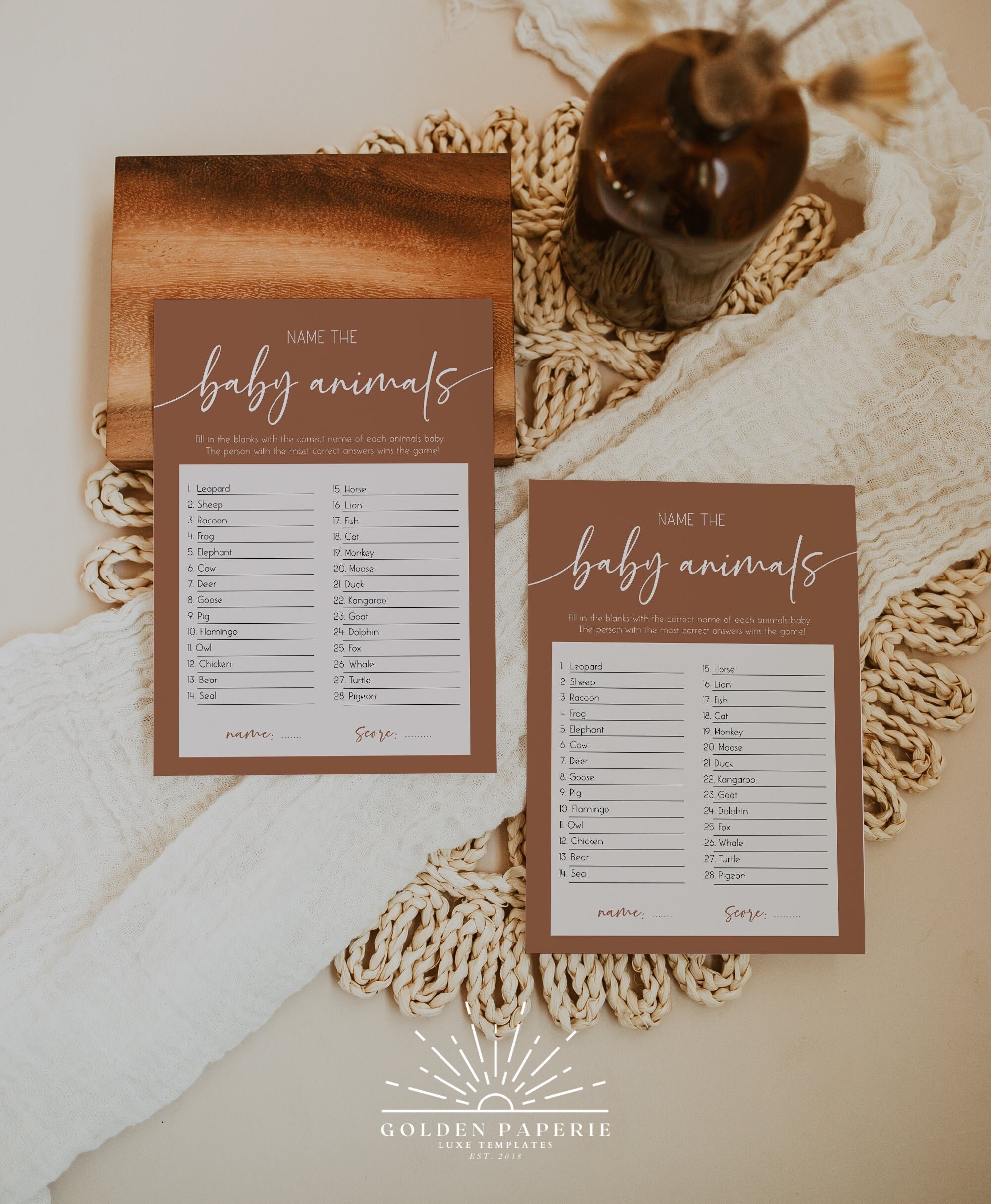 LUCY Boho Baby Shower Game Baby Animal Baby Shower Game - Etsy Canada