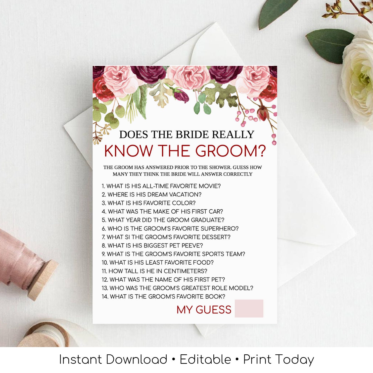 Does the Bride Really Know the Groom Bridal Shower Game - Etsy