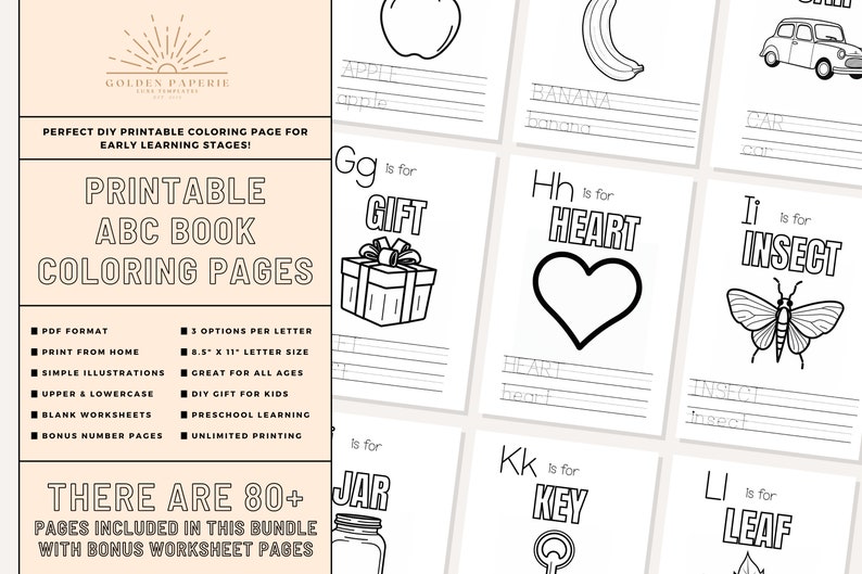 Baby Shower Coloring Book ABC Printable Coloring Page Book - Etsy