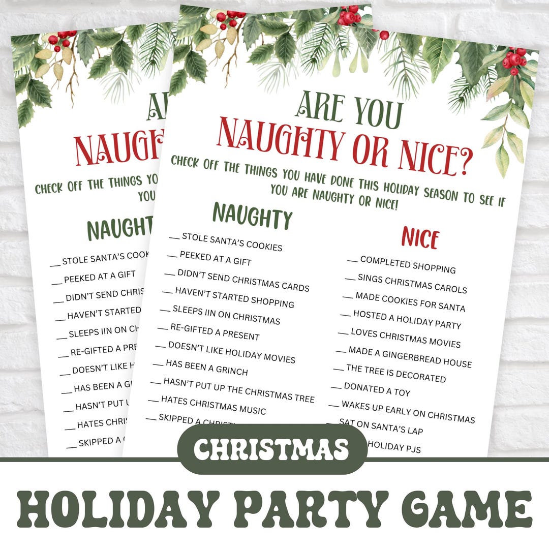 Naughty or Nice Christmas Game, Funny Christmas Game Printable, Office ...