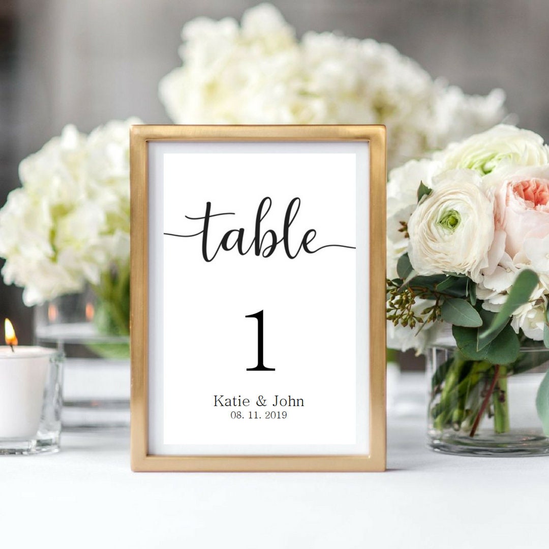 Wedding Table Numbers Printable, Calligraphy Table Numbers Template ...