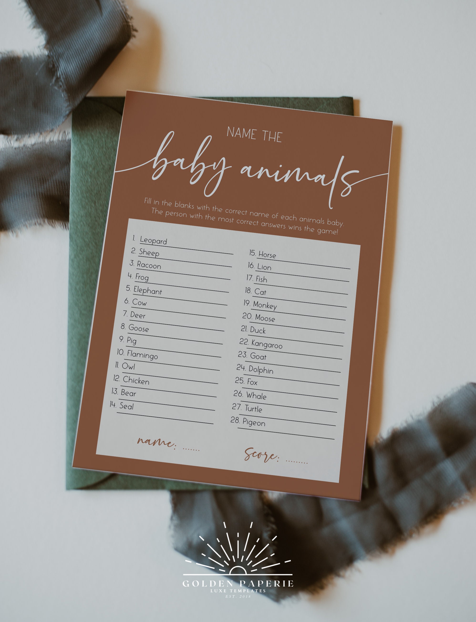 LUCY Boho Baby Shower Game Baby Animal Baby Shower Game - Etsy Canada