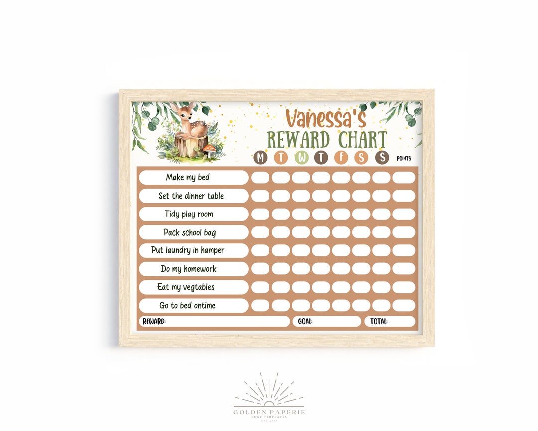 Editable Chore Chart, Reward Chart Printable, Chore Chart Template for ...